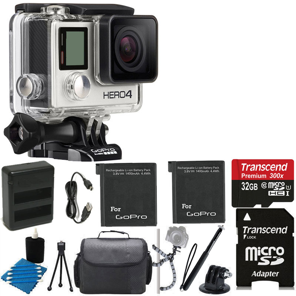 Gopro Hero4 Black Edition Hd Camcorder Dual Charger 2 Battery 32gb